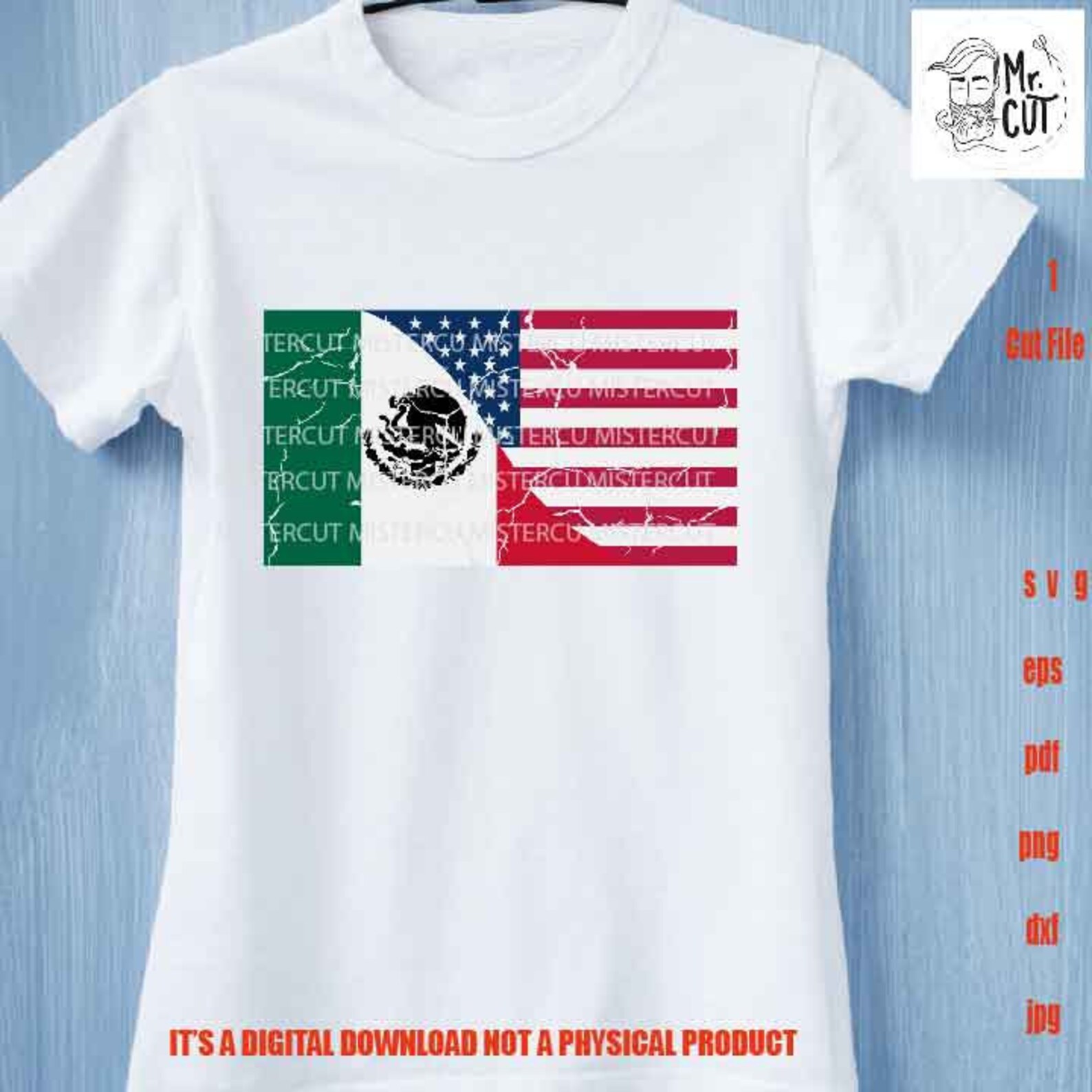 America and Mexico Distressed Flag Svg, Dxf, Png, Pdf, Friendship of ...