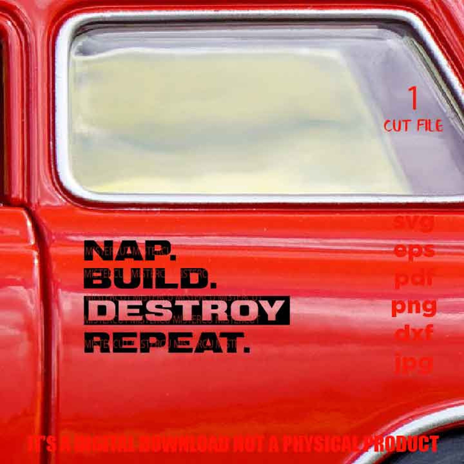 Funny Toddler SVG Nap Build Destroy Repeat DxF EpS png high | Etsy