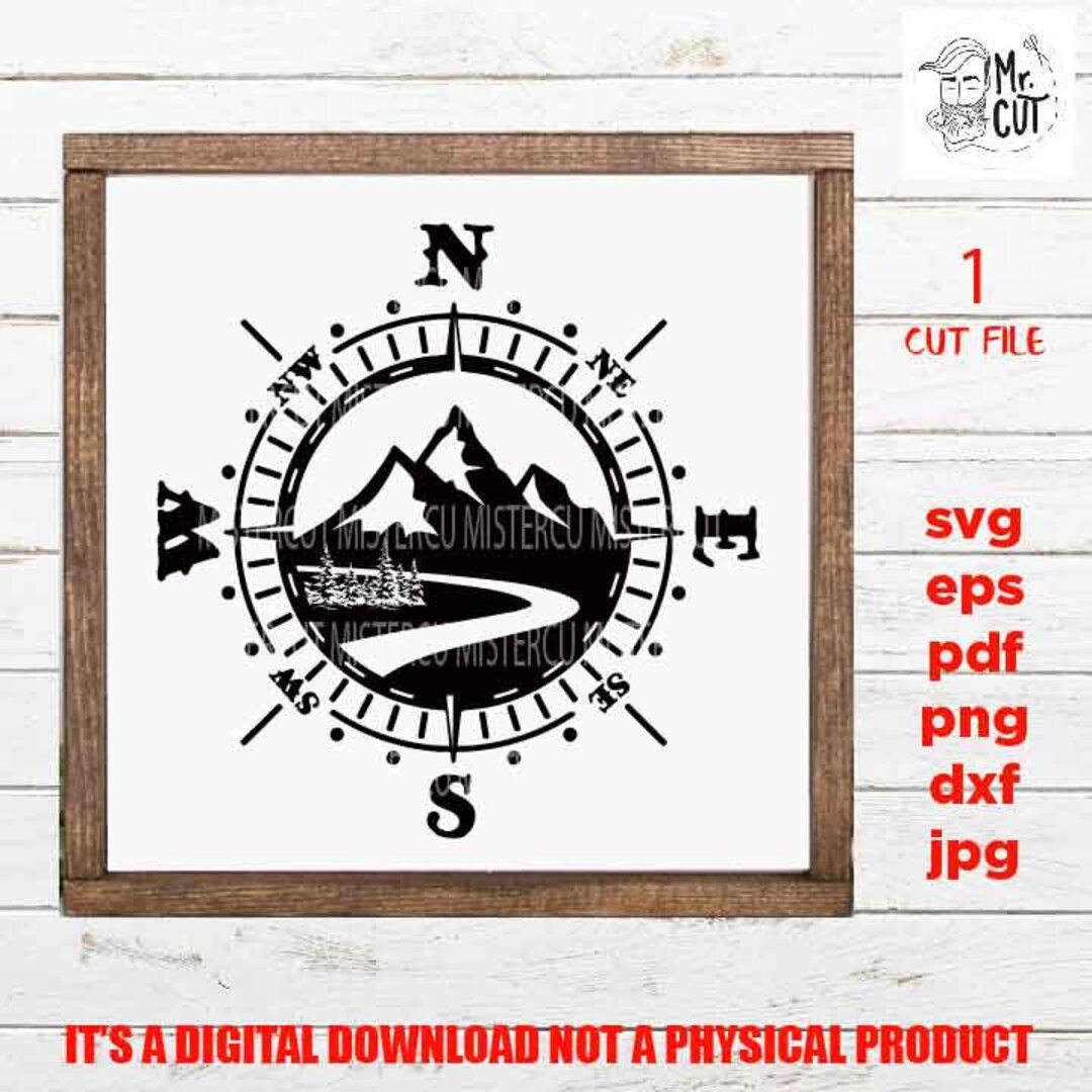Compass, Camping Adventure Badge Svg, Star Svg, Adventure Decal SVG ...