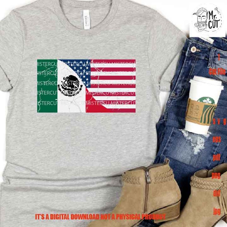 America and Mexico Distressed Flag Svg Dxf Png Pdf - Etsy