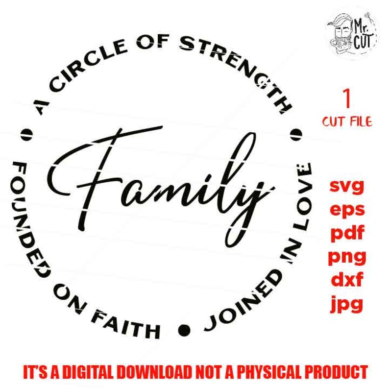 Family a Circle of Strength Founded on Faith Family sign | Etsy