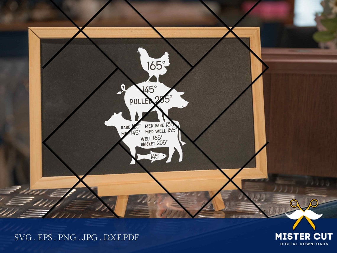 Meat Temperature Svg Files, Chicken, Cow, Pig, Fish, Vector Design ...