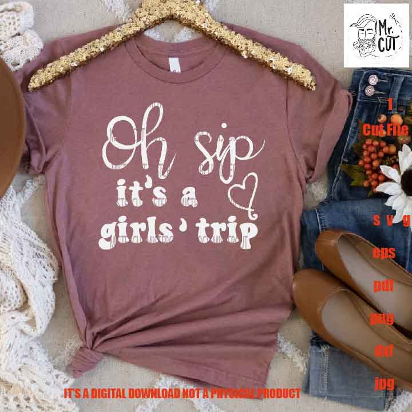 Oh Sip It's a Girl's Trip Svg SVG DXF Eps Jpg | Etsy