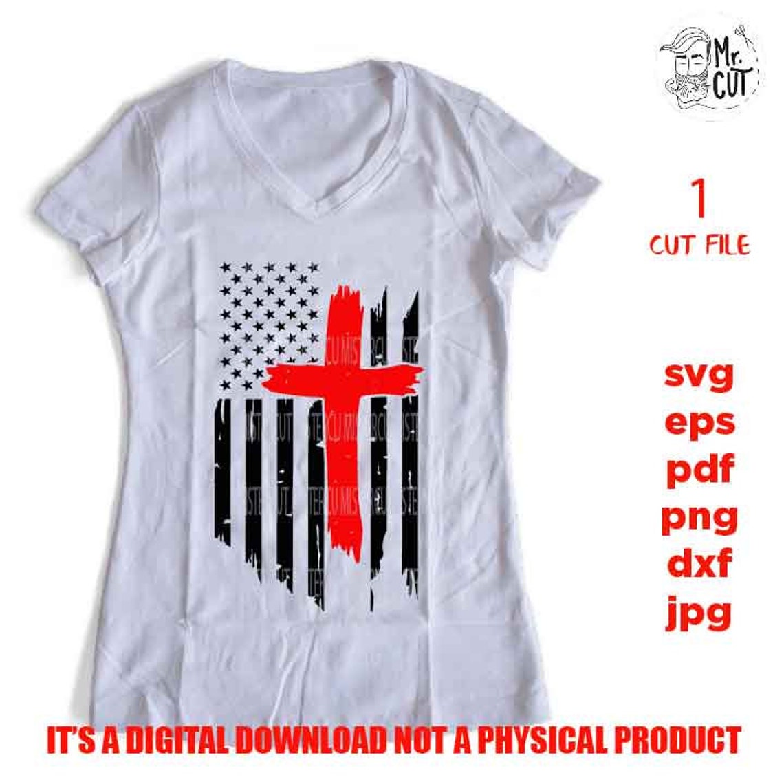 Faith Flag Cross SVG PNG Dxf jpg paper transfer faith svg | Etsy