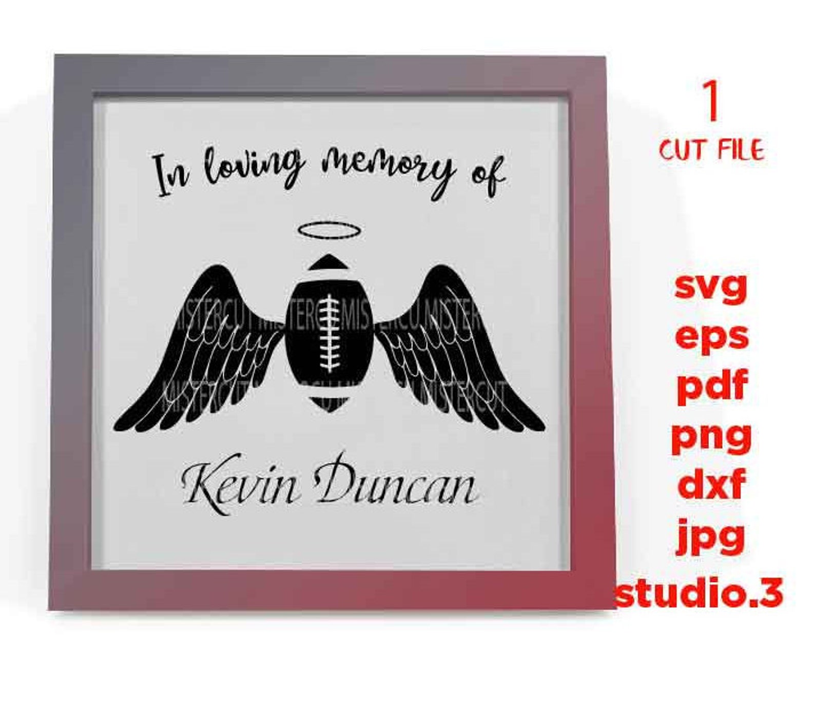 In Loving Memory Football Svg Football Svg Football Wings | Etsy