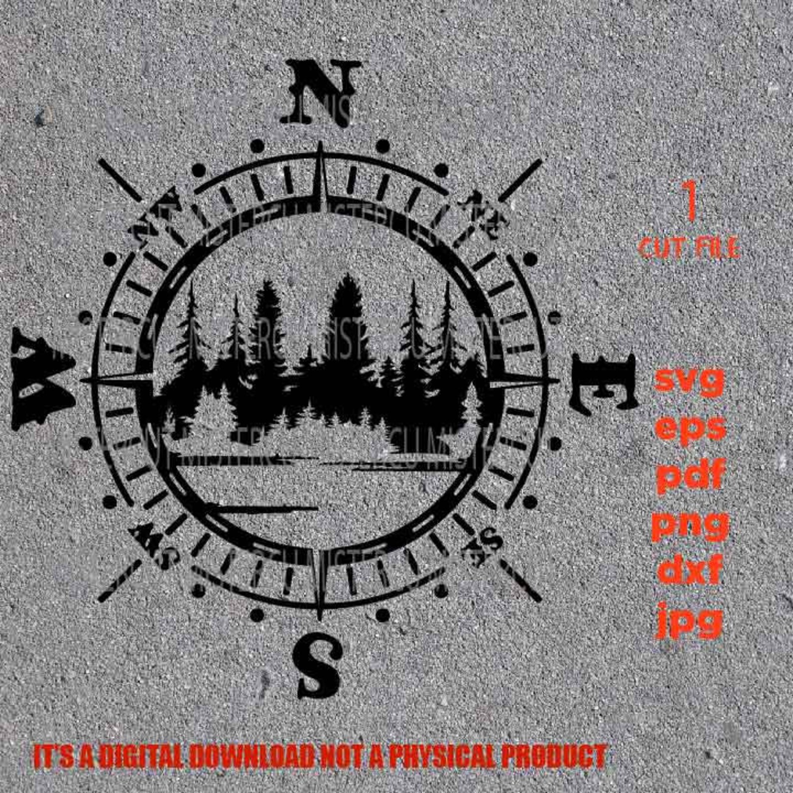 Compass Forest SVG PNG High Resolution Dxf Vector Design | Etsy