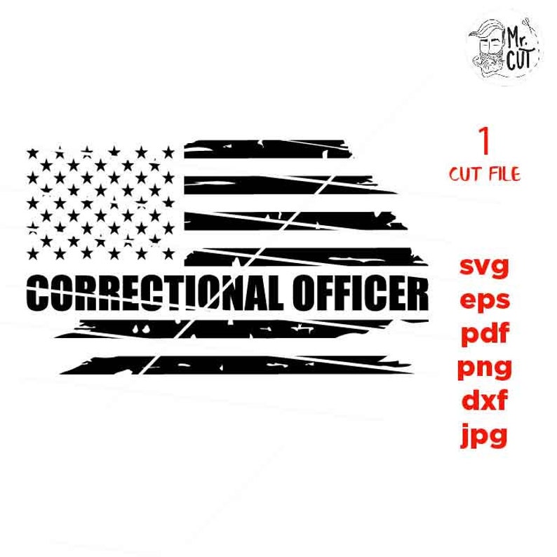 Usa Vlag Svg Correctional Officer Flag Thin Silver Line Etsy Nederland