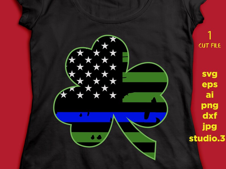 Shamrock Police Thin Blue Line Usa Flag SVG Cut File Dxf - Etsy Australia