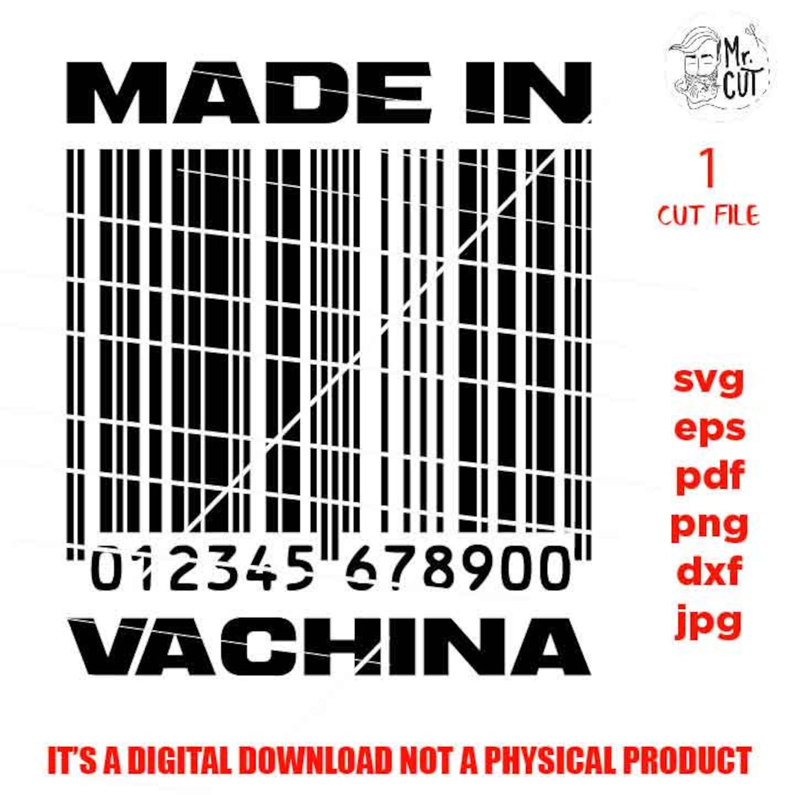 Made in Vachina Svg Funny Baby Humor DXF Jpg Png High | Etsy