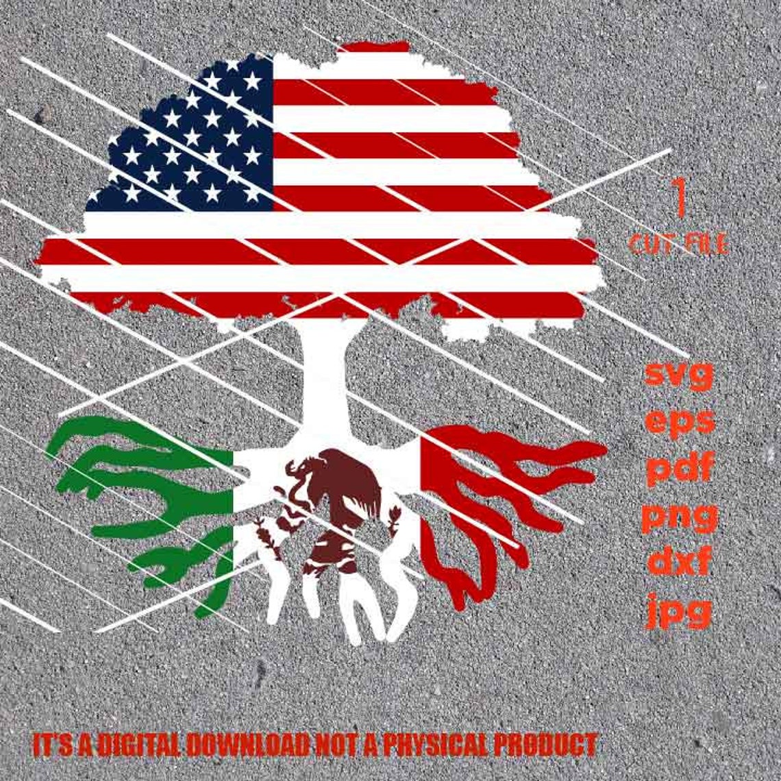 American Grown Mexican Roots SVG DXF America Flag Mexico - Etsy