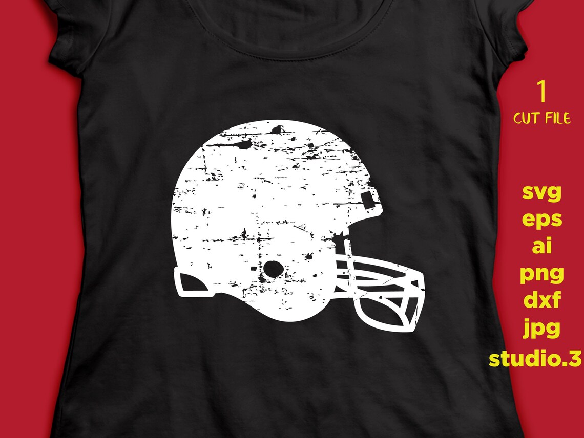 Football Helmet SVG Cut File Distressed Football Svg DXF Cut | Etsy