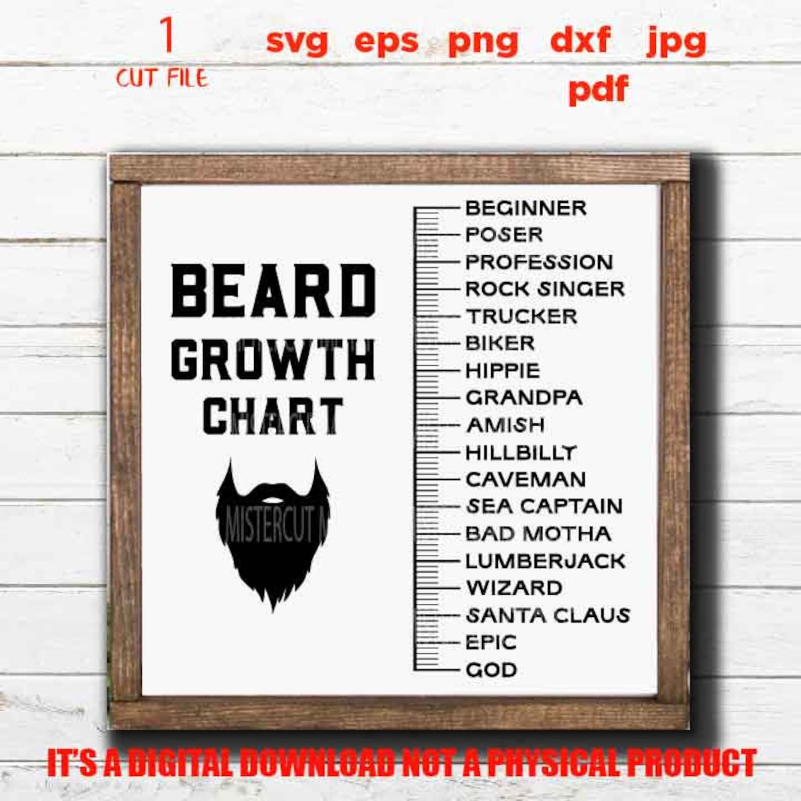 Beard Growth Chart Cut File, Ruler Beard, Funny Shirt Svg, Measuring ...