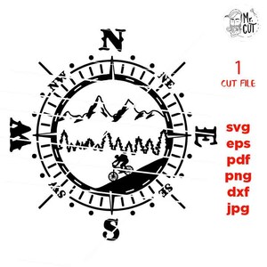 Mountain Bike Compass, Camping Adventure Badge Svg, Decal SVG, PNG, Dxf ...