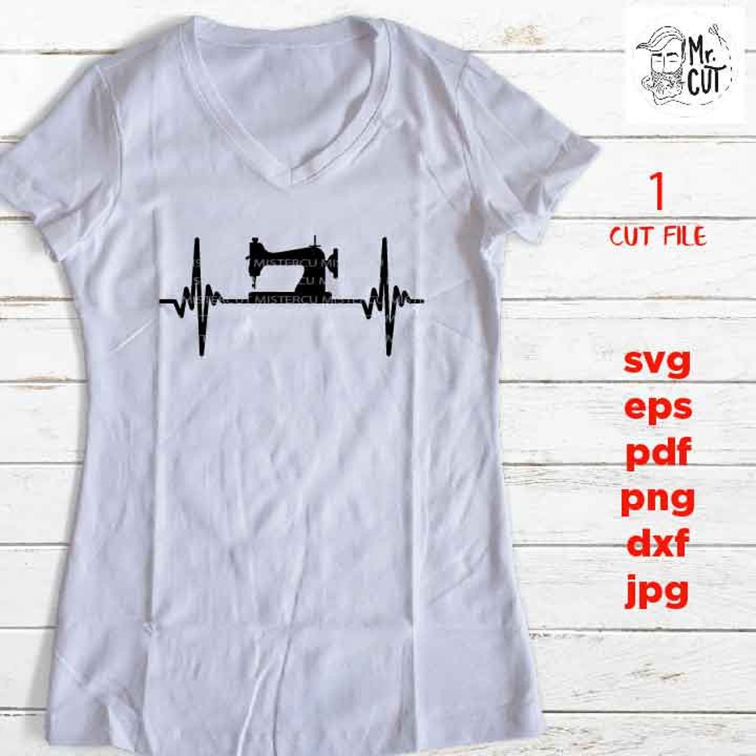 Sewing Machine Heartbeat, Sew Lover Svg, Heartbeat Svg, Png High ...
