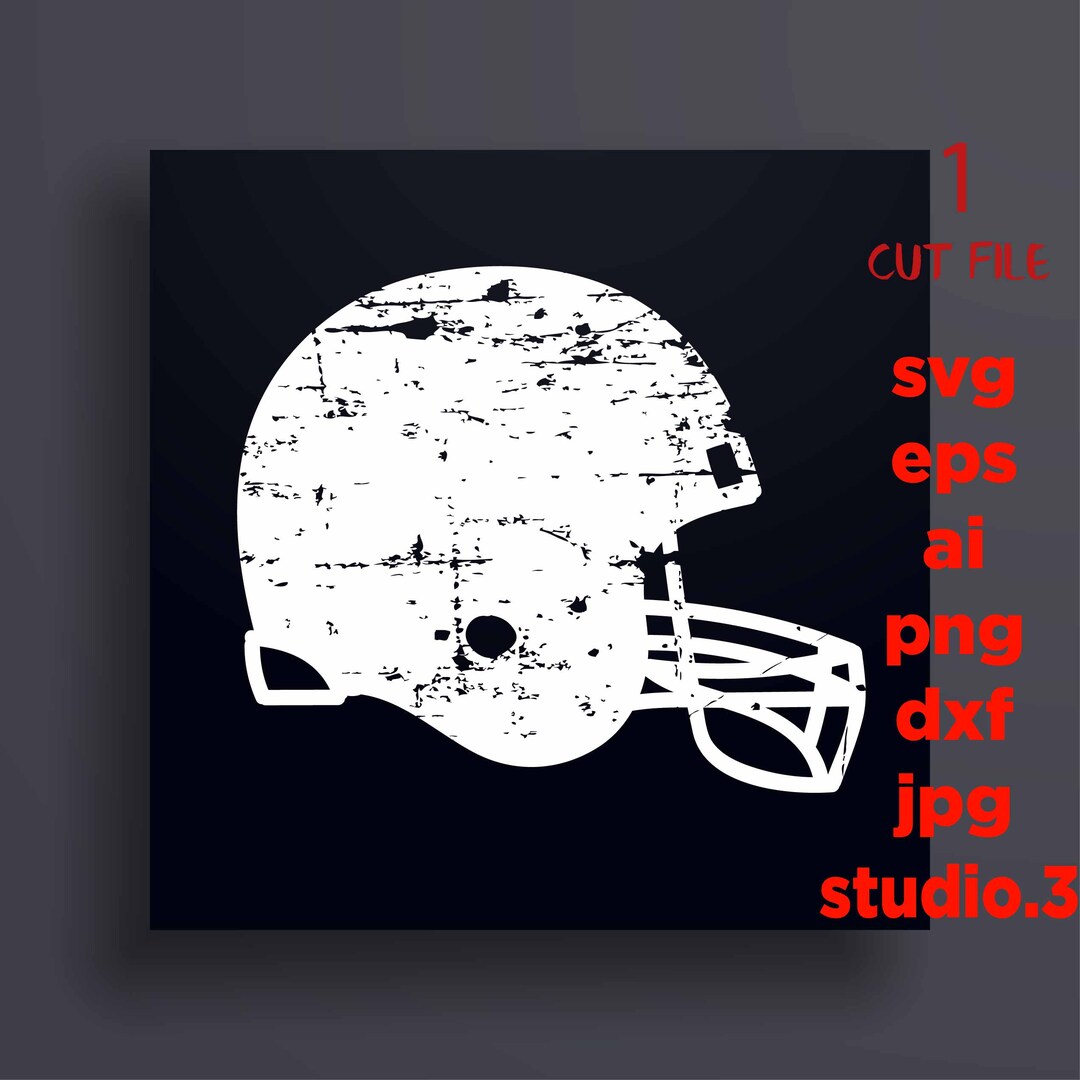Football Helmet SVG Cut File Distressed Football Svg DXF Cut File ...