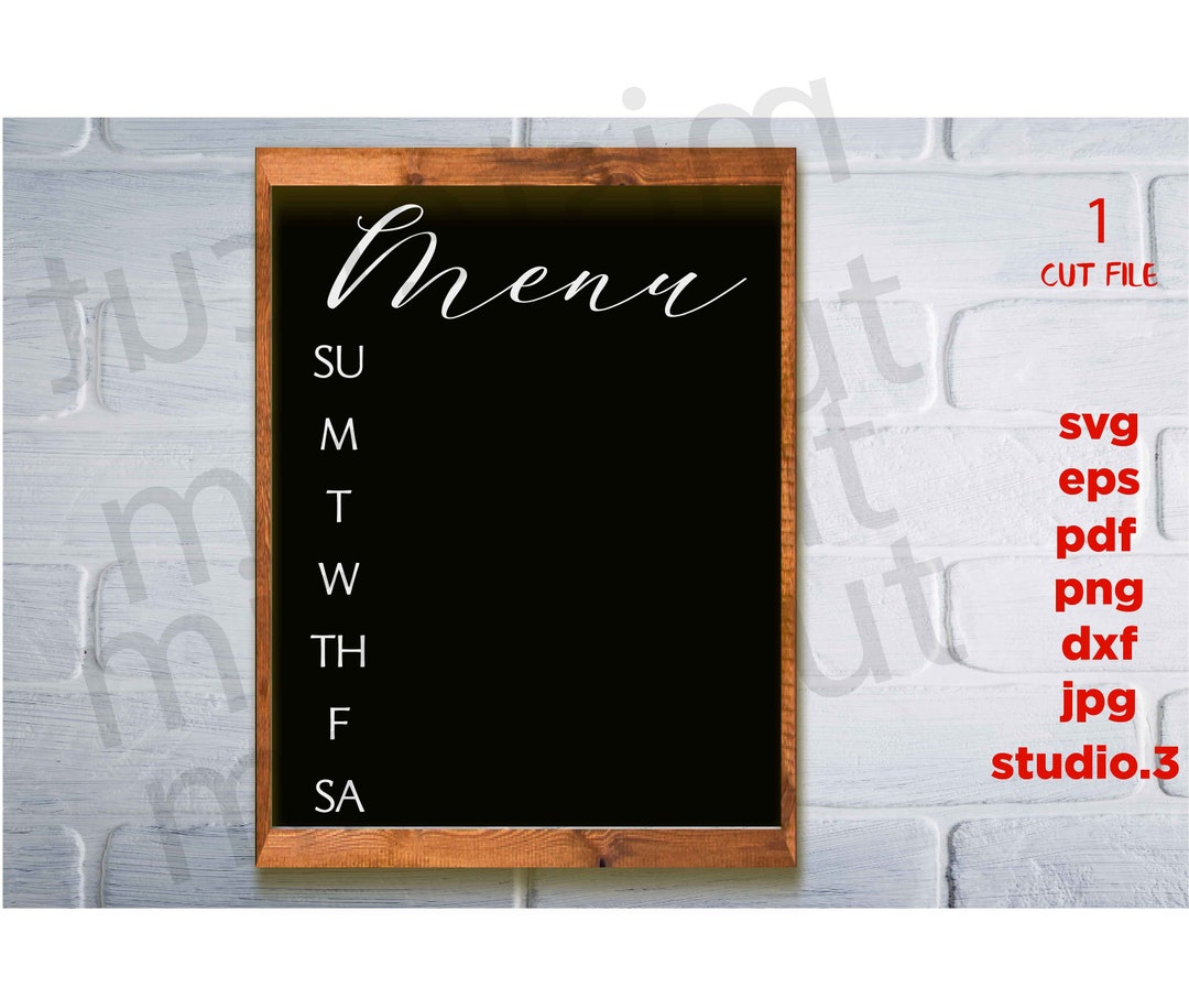Menu Svg, Weekly Menu Svg, Menu Board Svg, Home Sign Svg, Dxf, Cut File ...