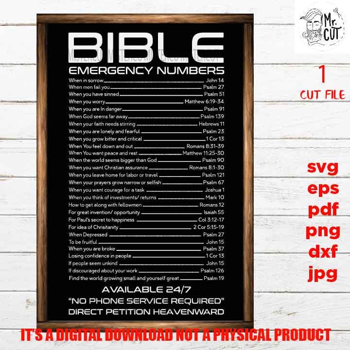 Bible Emergency Numbers SVG Sign Vector Design Png High - Etsy