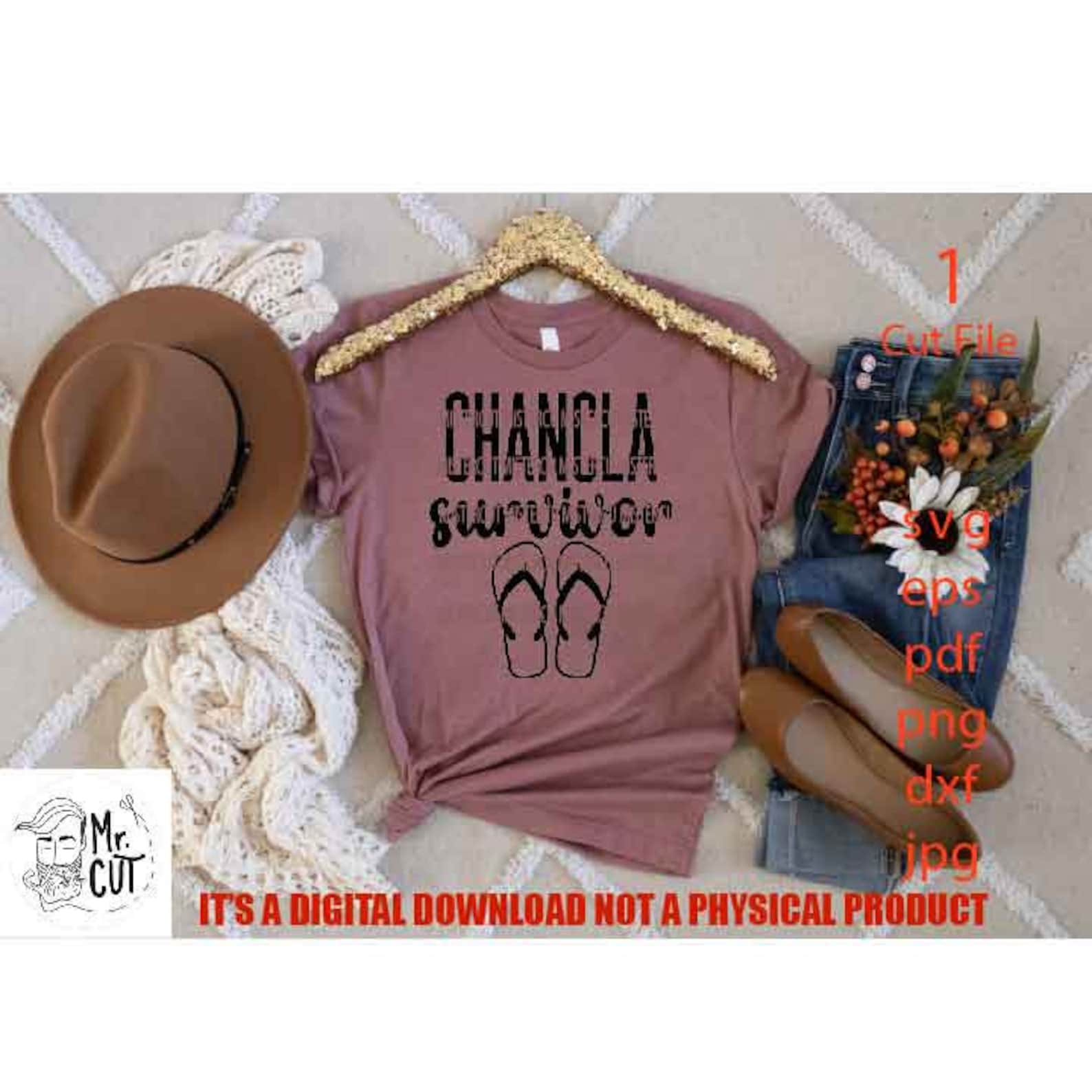 CHANCLA Survivor Cut File Funny Summer Svg DXF Eps Jpg & - Etsy