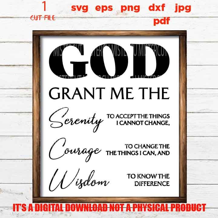 God Serenity Serenity Prayer Svg Christian Svg Pdf Dxf - Etsy Canada