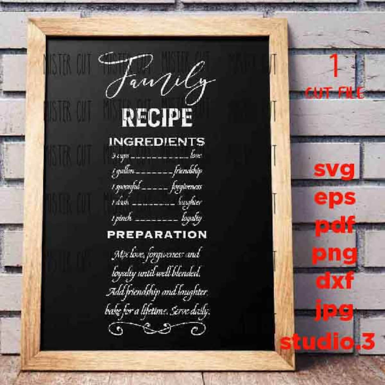 Family Recipe SVG Dxf Jpg Mirrored Cut File Png Family - Etsy