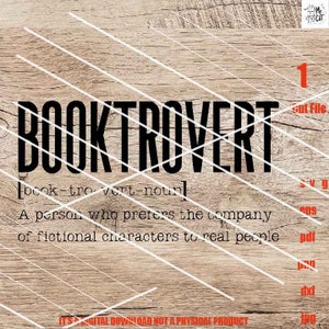Booktrovert Svg Dxf Png Pdf Book Lover Svg Png - Etsy