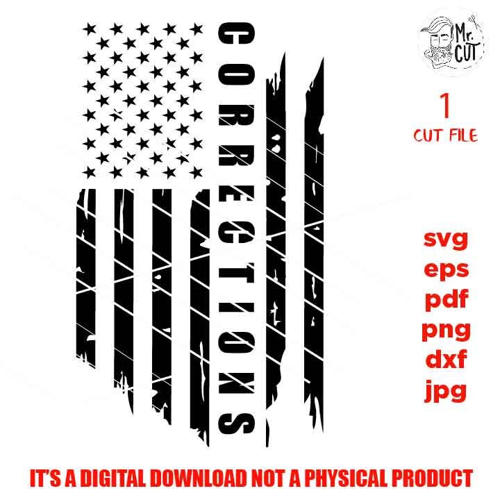 USA Flag Svg, Corrections Flag, Thin Silver Line Flag, Correctional ...