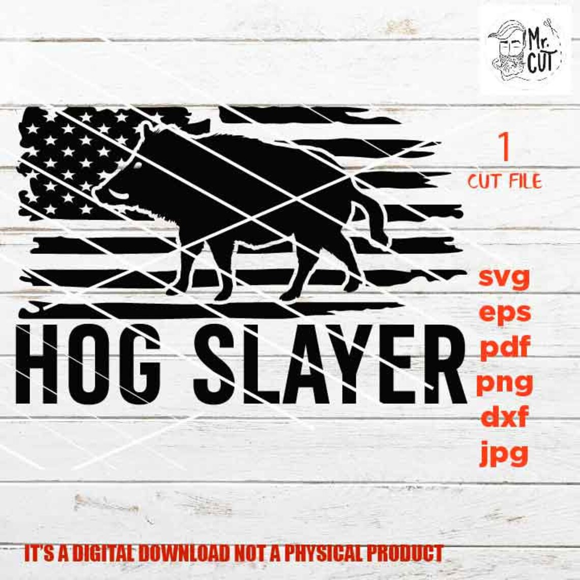 Hog Slayer American USA Flag Svg PNG Dxf Mirrored Jpg - Etsy