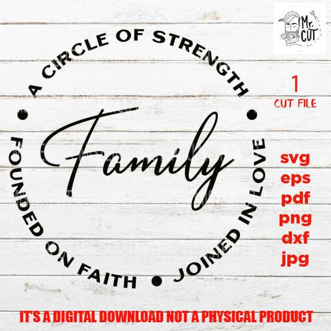Family a Circle of Strength, Founded on Faith, Family Sign SVG, Family ...