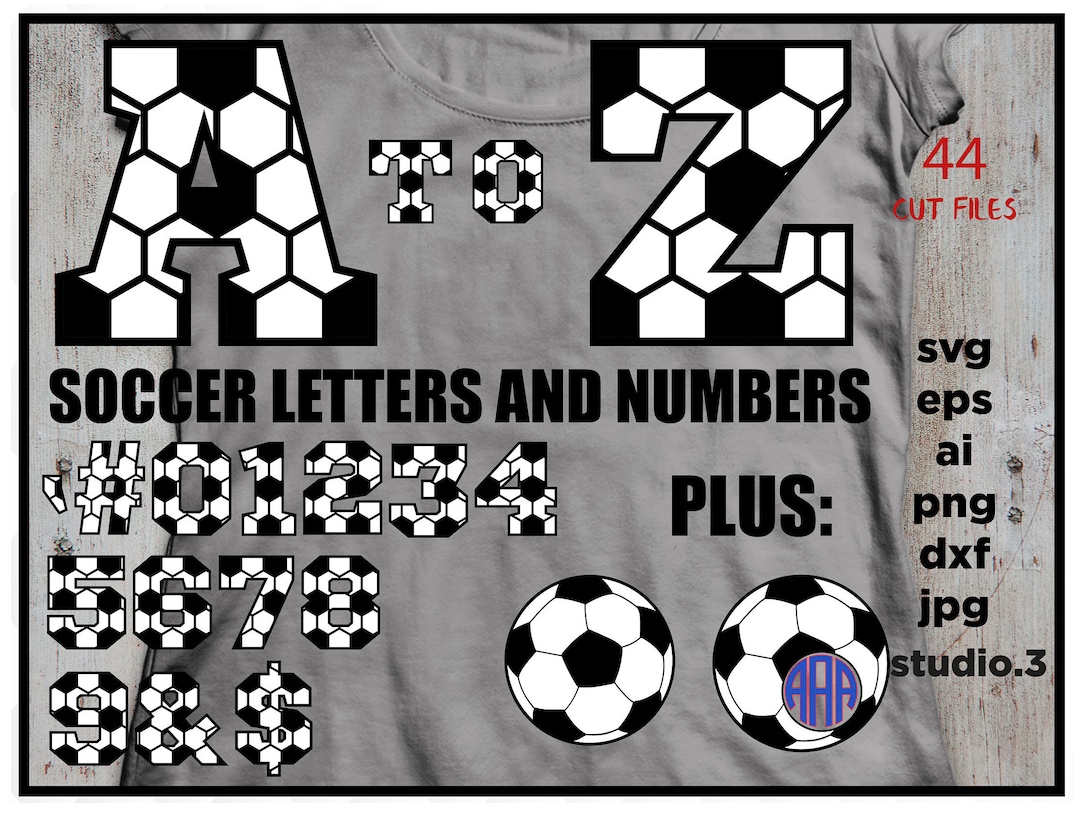 SOCCER Alphabet & Numbers, SOCCER Numbers, Cut Files Silhouette Studio ...