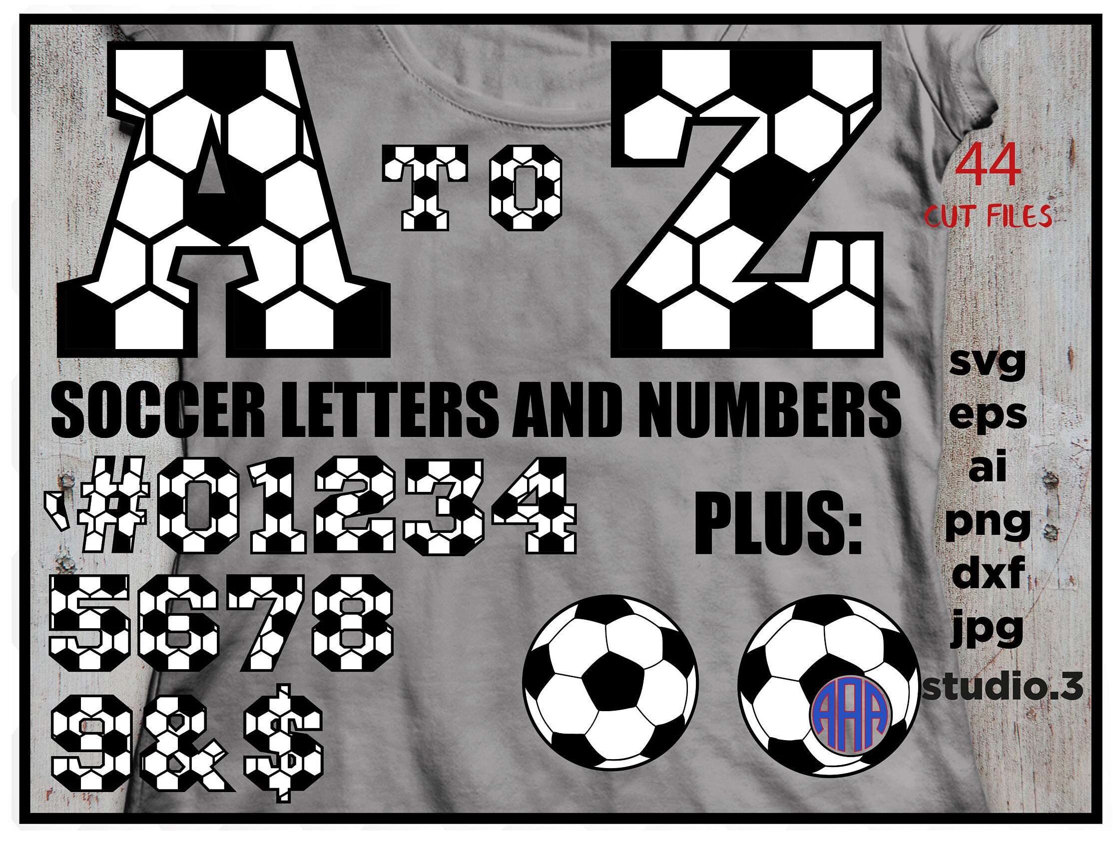 SOCCER alphabet & Numbers SOCCER Numbers Cut Files | Etsy