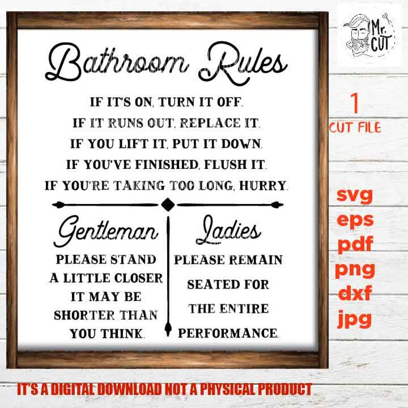 Bathroom Rules Svg - Etsy