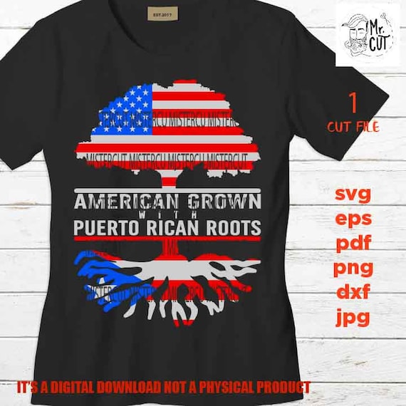 American Grown Puerto Rican Roots SVG DXF America Flag | Etsy