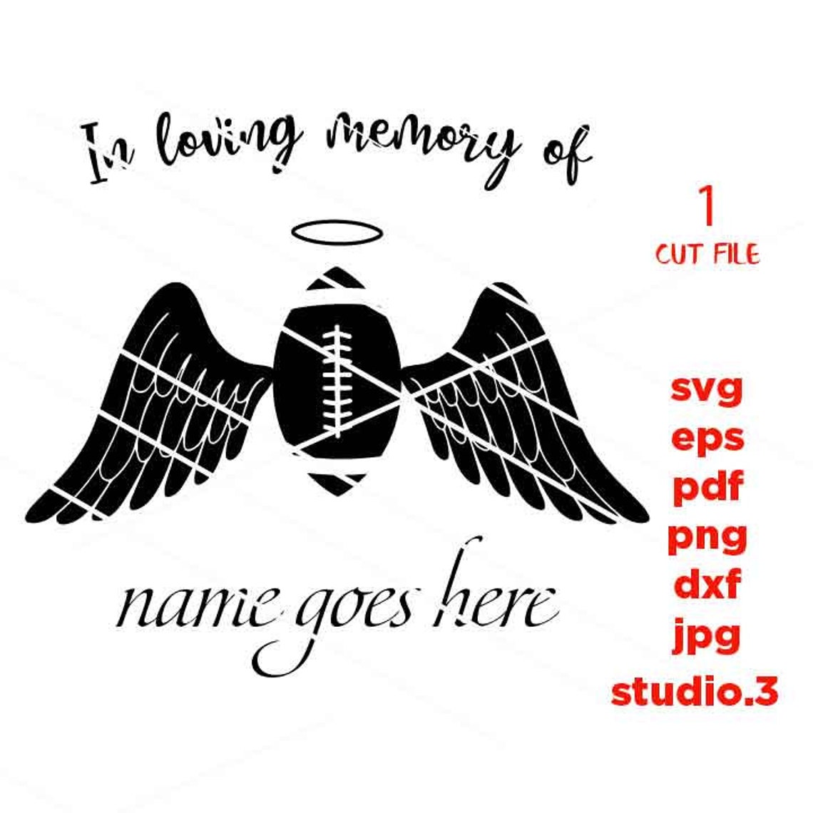 In Loving Memory football Svg football svg football wings | Etsy