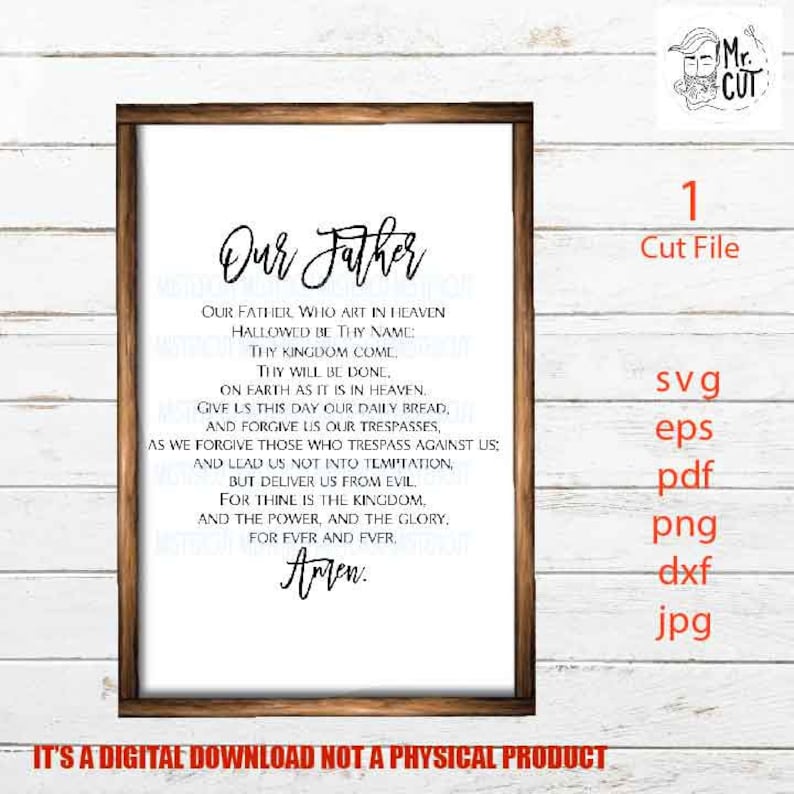 Our Father (the Lord's Prayer) Holy Bible Svg, Christian Svg, Dxf, Eps ...
