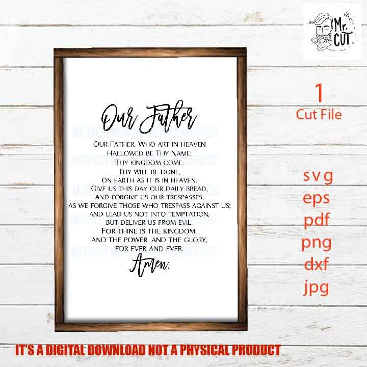 Our Father (the Lord's Prayer) Holy Bible Svg, Christian Svg, Dxf, Eps ...