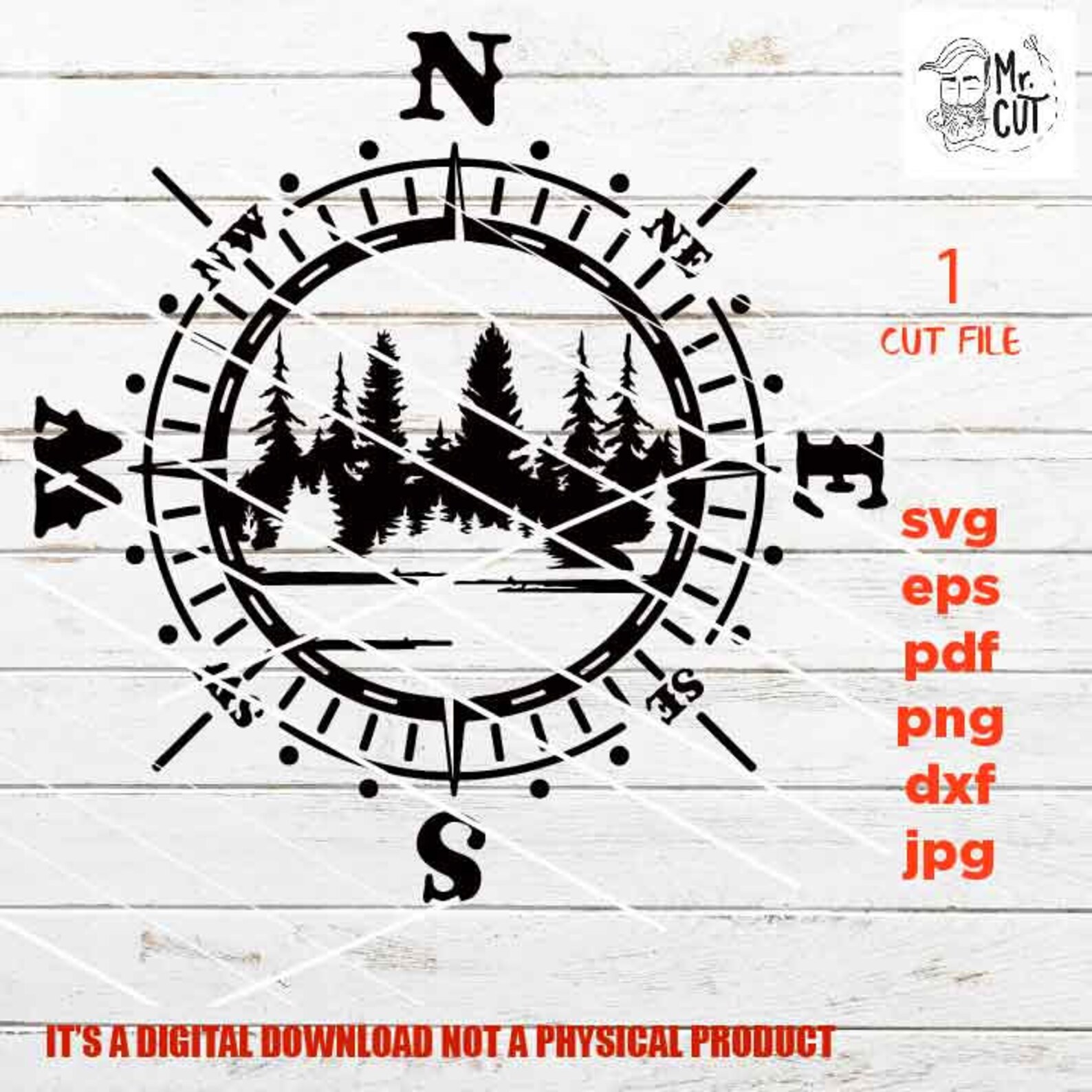 Compass Forest SVG PNG High Resolution Dxf Vector Design | Etsy