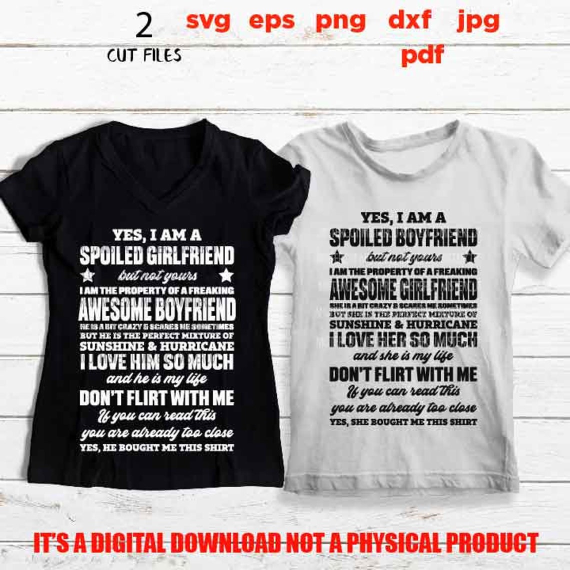 Matching Couples Spoiled Boyfriend & Girlfriend, Shirt Vector Design ...