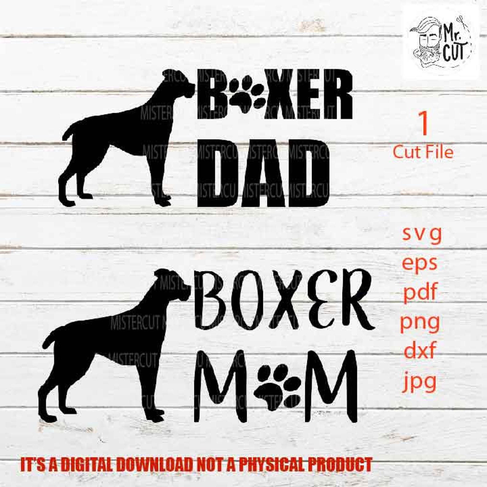 Boxer Mom Boxer Dad Svg Files for Cricut Dog Svg Files Dog | Etsy
