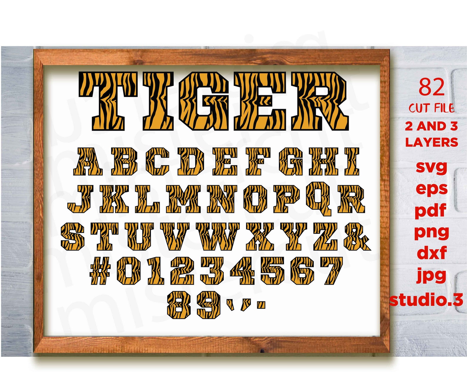 Tiger vector font Tiger Skin Font Animal Alphabet svg Animal | Etsy