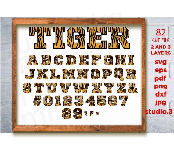 Tiger vector font Tiger Skin Font Animal Alphabet svg Animal | Etsy