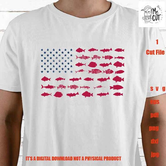 USA Fish Flag SVG Fishing Usa Flag SVG American Flag Fish - Etsy