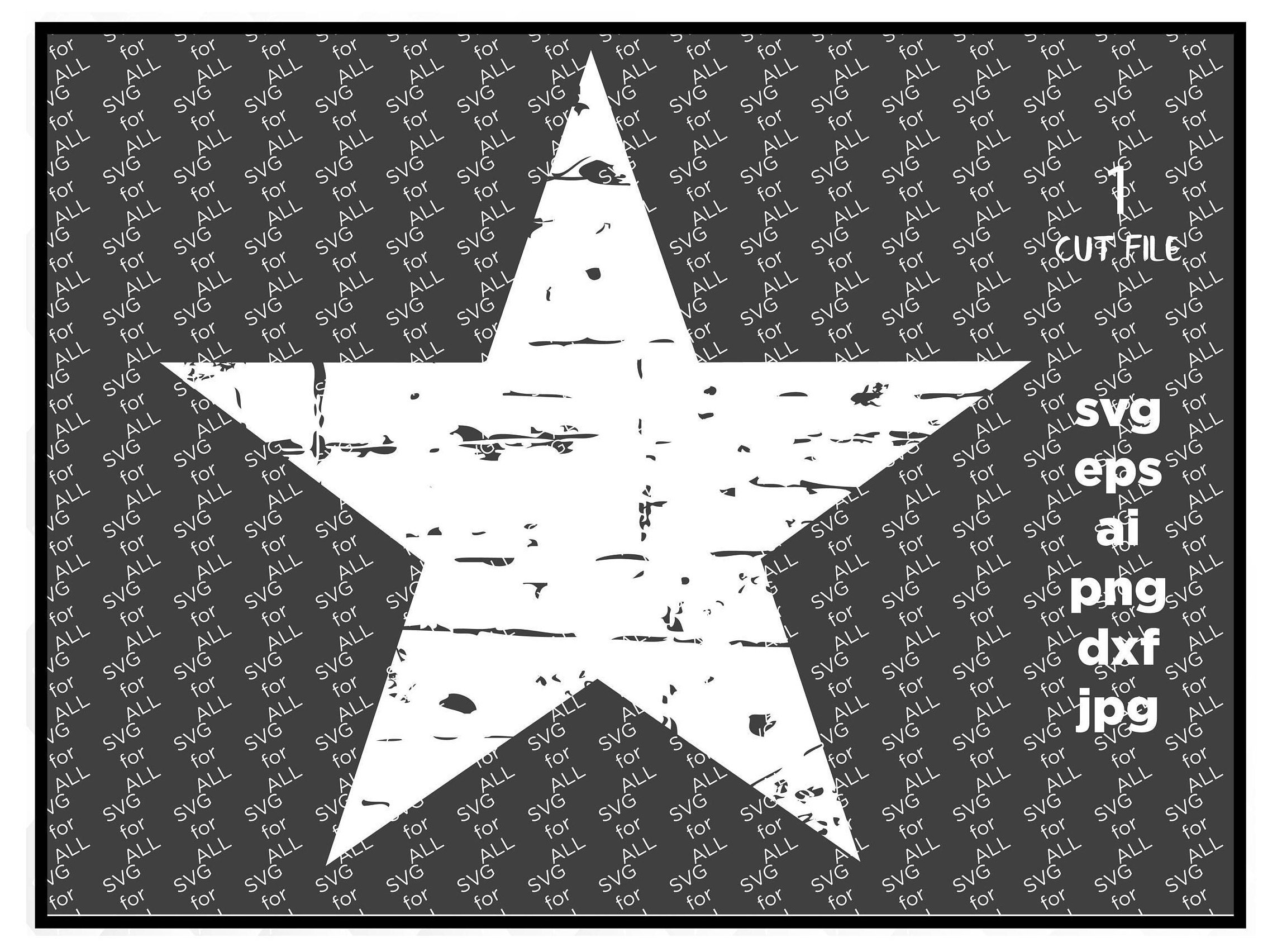Star, Star Distressed SVG, EPS, DXF, Png, Jpg Digital Cut Files for ...