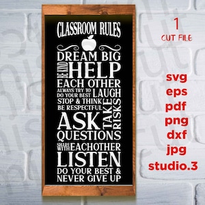 Classroom Rules Sign Svg, Class Rules Svg, Teacher Svg, Back to School ...