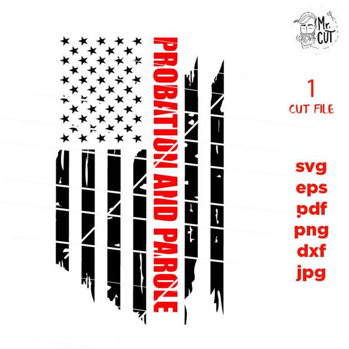 USA Flag Svg Probation and Parole Flag Officer Distressed | Etsy