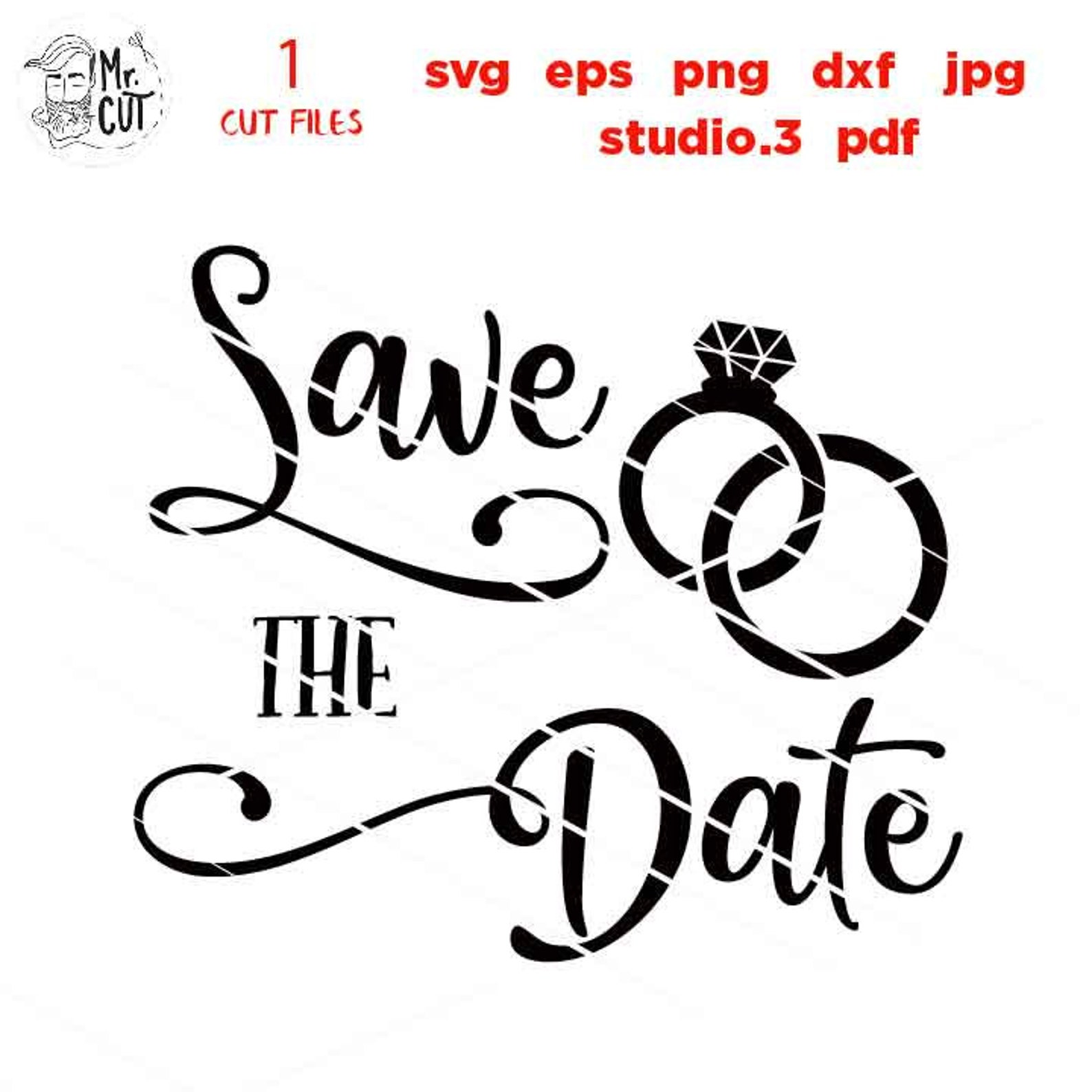 Save the Date SVG File Wedding Engagement Cut File Dxf - Etsy