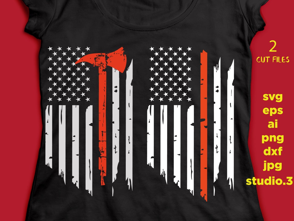 USA Flag Fire Dept Red Line Svg Fireman Distressed Flag Svg Firefighter ...