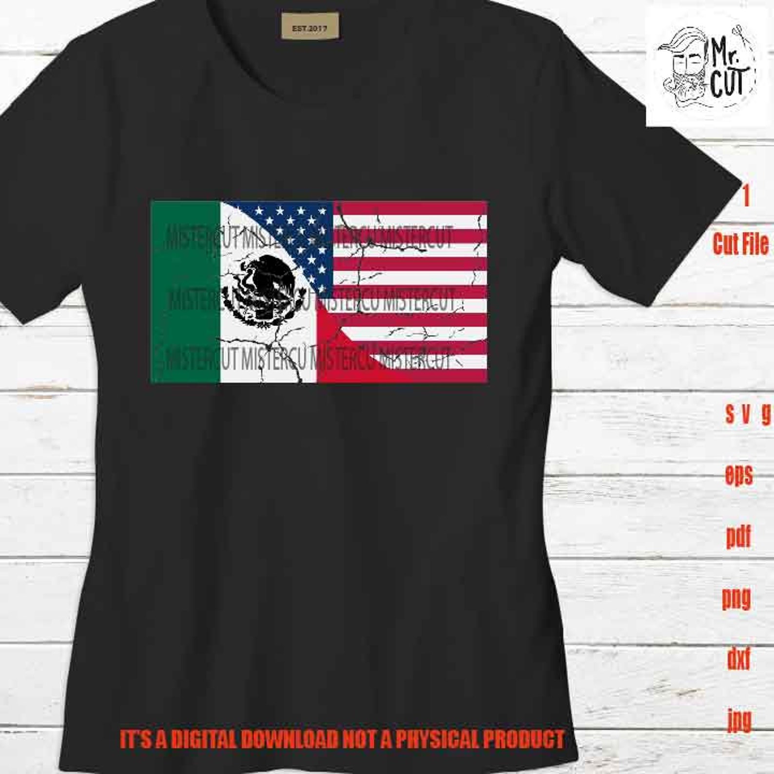 America and Mexico Distressed Flag Svg, Dxf, Png, Pdf, Friendship of ...