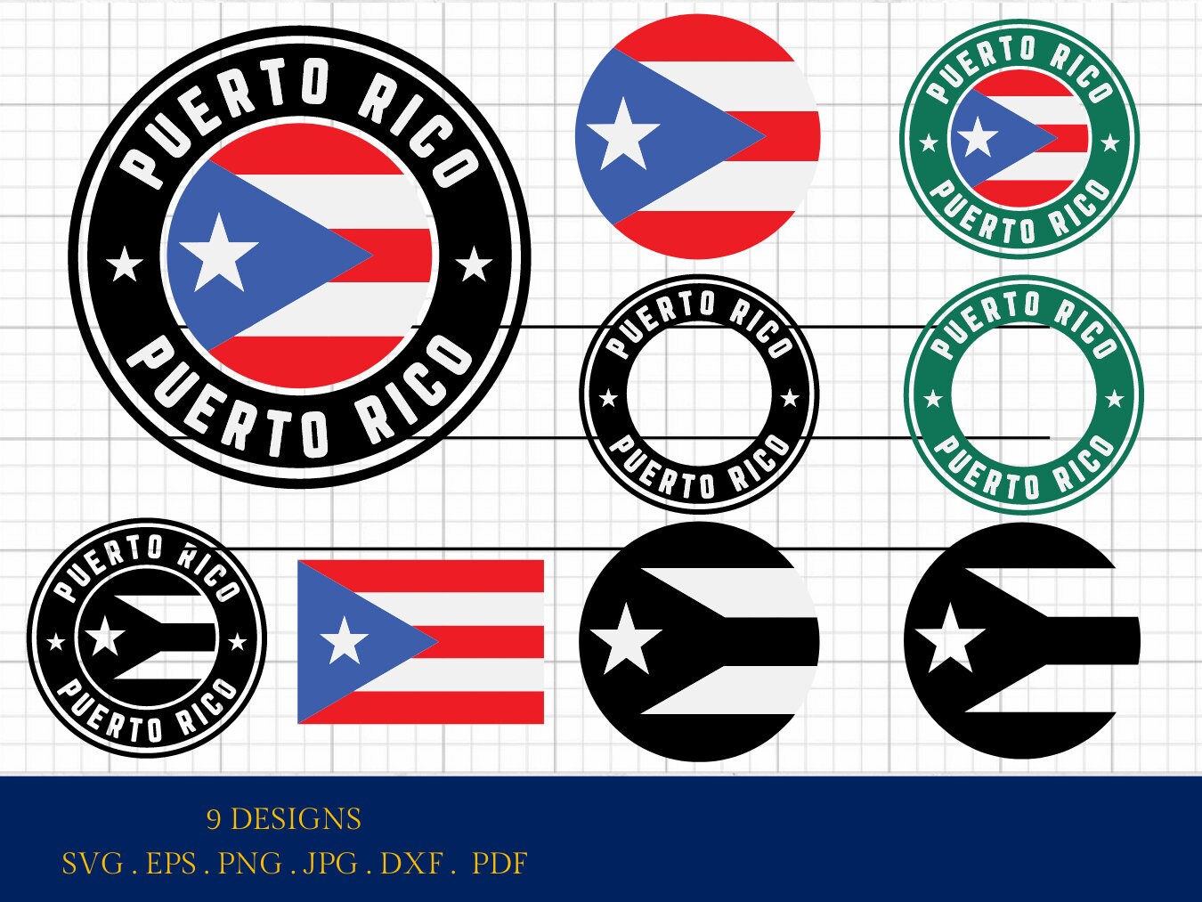 Puerto Rico Svg Bundle 9 Designs EPS DXF PNG High - Etsy