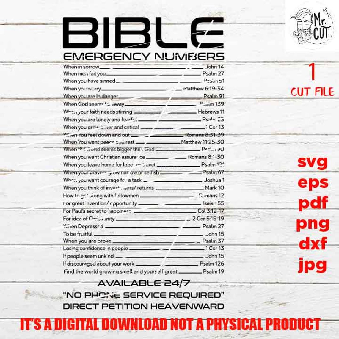 Bible Emergency Numbers SVG Sign Vector Design Png High - Etsy Singapore