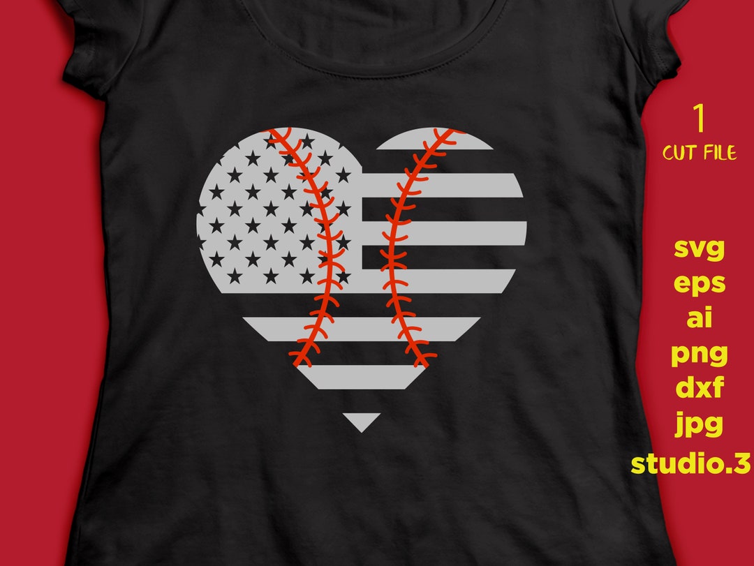 Baseball Heart-usa Flag Love SVG Baseball Svg Cutting Files - Etsy